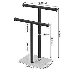 BATHLAVISH Bath Hand Towel Holder Standing, SUS304 Stainless Steel Matte Black T-Shape Towel Bar Rack Stand, Tower Bar for Bathroom Kitchen Vanity Countertop