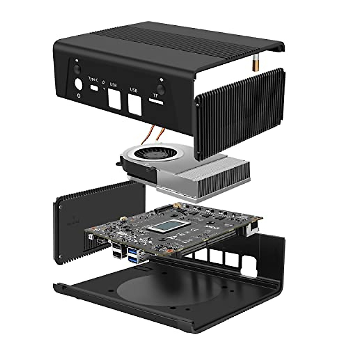 HUNSN Micro Firewall Appliance, Mini PC, VPN, Router PC, AMD Ryzen 7 5825U, RJ11, 4 x Intel 2.5GbE I226-V LAN, Type-C, TF, HDMI, DP, Barebone, NO RAM, NO Storage, NO System