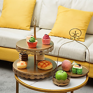 ZUMELER 9Pcs Metal Cake Stands Round Cake Stands Candy Fruite Display Plate Cupcake Serving Tower for Wedding Brithday Party Celebration Home Decoration,gold