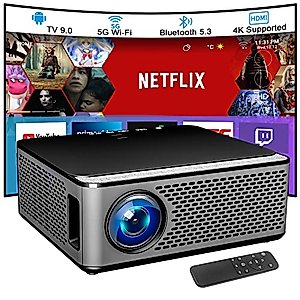 WTONISY Android Home Projector with WiFi and Bluetooth,1080p Native Projector Full HD,50-240 Inch Big Screen Smart Projector 4k with APPs and Bluetooth Built in