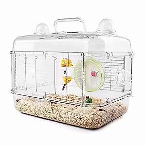 PUPPIFUN Large Transparent Hamster Cage, Connectable and Expandable Hamster Habitat, Includes Exercise Wheel, Food Dish, Water Bottle and 15 Pcs DIY Tunnel for Small Syrian Hamster