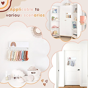 POVETIRE Pacifier Clip Holder Baby Bibs Organizer, Neutral Baby Bandana Drool Bibs Holder - Baby Burp Cloths Organizer Storage Hanging Wall Decor for Nursery Newborn Infant Girls and Boys Room