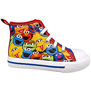 Sesame Street Elmo Shoes, Hi Top Sneaker with Laces, for Toddlers and Kids, Size 6 to 12 (Multi AOP, Numeric_8)