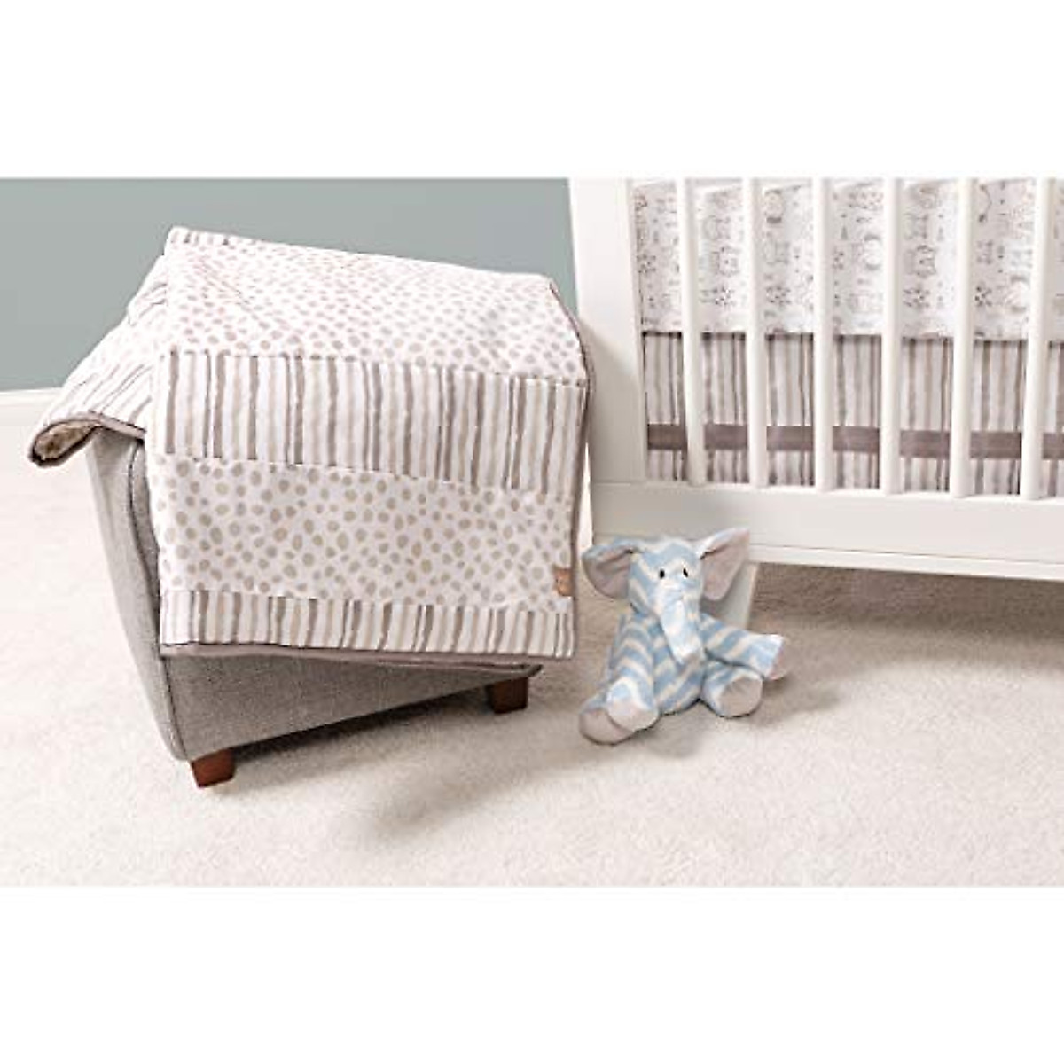 Trend Lab Sidney 3 Piece Crib Bedding Set, Can Be Used As A Blanket Or A Playmat for Tummy Time, Includes Quilt, Fitted Crib Sheet and Skirt