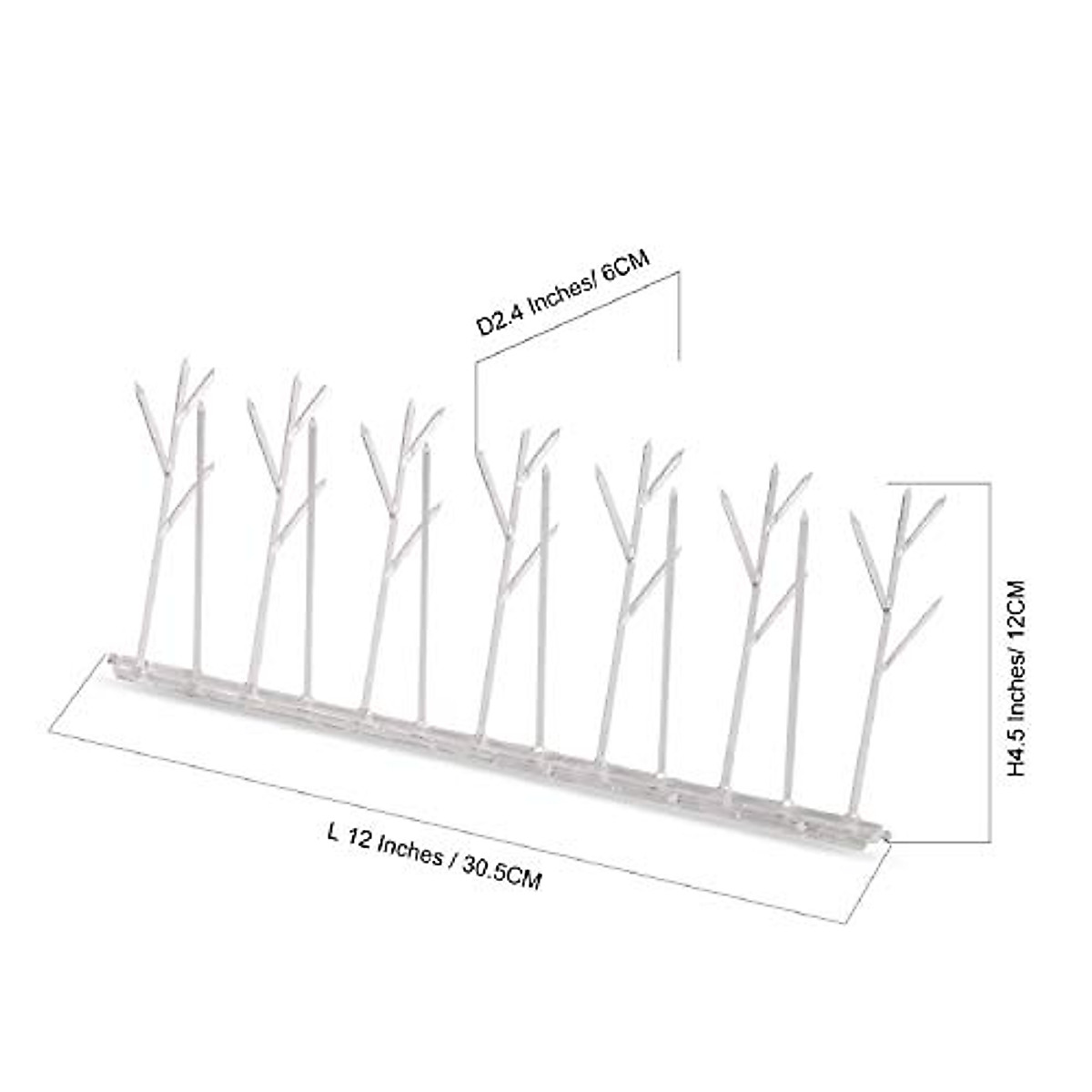 Aspectek Plastic Polycarbonate Bird Spikes Kit with Adhesive Glue, Covers 10 Feet