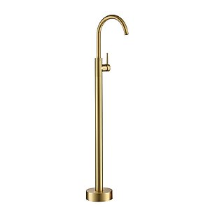 Premium Freestanding Bathtub Filler Faucet Brushed Gold Single Handle Bath Tub Faucet Solid Brass Tub Filler Facuet for Bathtub