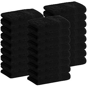 GREEN LIFESTYLE 24 Pack Black Pack Hand Towels 16 x 25 Premium Spa Quality, Super Soft and Absorbent for Gym, Pool, Spa, Salon and Home