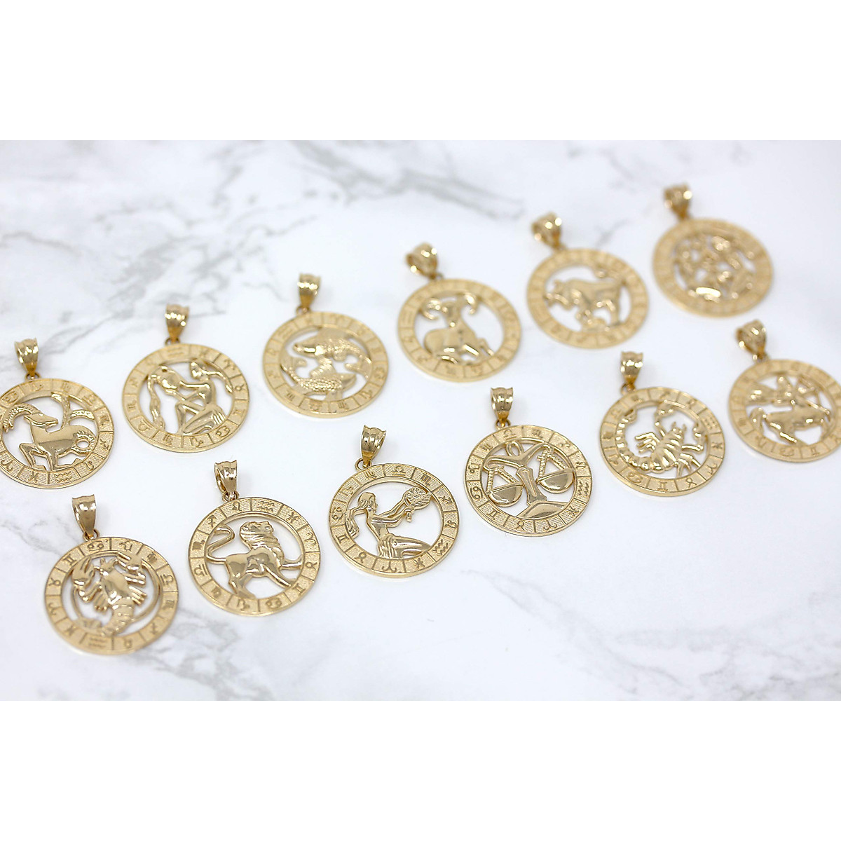 CaliRoseJewelry 14k Yellow Gold Pisces Zodiac Pendant Necklace, 22"