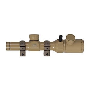 Monstrum 1-4x20 Rifle Scope | Flat Dark Earth | Monstrum Picatinny Scope Rings with Integrated Level Bubble | Bundle