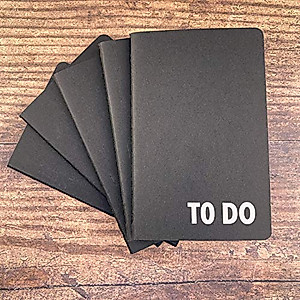 RICCO BELLO 3.5 x 5.5 Inch Pocket to Do Checklist Notebook, 64 Pages Per Notebook, 5-Pack (Black)