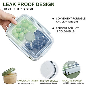 Shopwithgreen Set of 3 Salad Food Storage Container To Go, School & Travel,Food Prep Storage Containers with Lids (Khaki Green&Khaki Green&Khaki Green)