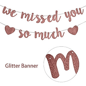 Welcome Home Decorations We Missed You So Much Banner, Rose Gold Welcome Back Home Family Party Sign Decor, Patriotic Military Homecoming Army Deployment Returning Back Party Supplies