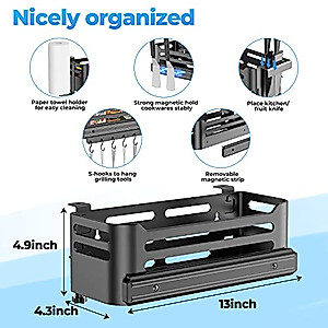 AUXCO Griddle Caddy for Blackstone Griddle，Griddle Accessories Space Saving for 28"/36"Blackstone,BBQ Accessories Storage Box with Magnetic Tool Holder ,Paper Towel Holder, knife Holder ,6 Hooks