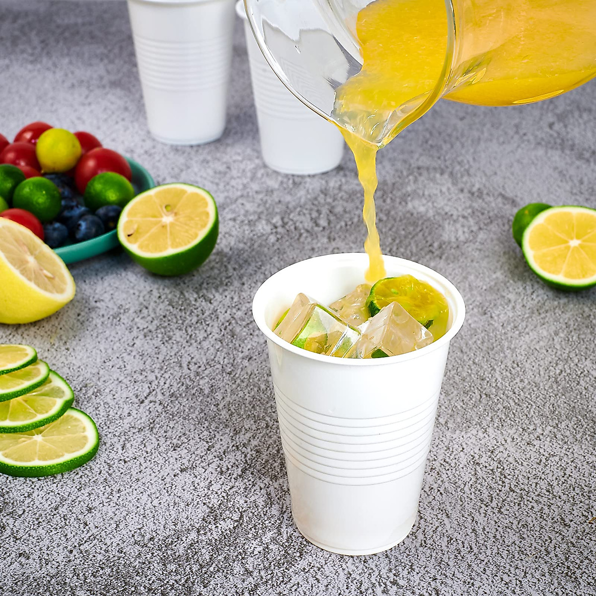 Lilymicky 500 Pack 7 oz Disposable Plastic Cups, Drinking Cups, White Party Cups for Birthday Parties, Picnics, Ceremonies, and Wedding
