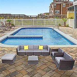 WYKDD PE Wicker Rattan Corner Sofa Set Patio Furniture Set in Stock for The Outdoors and Patio