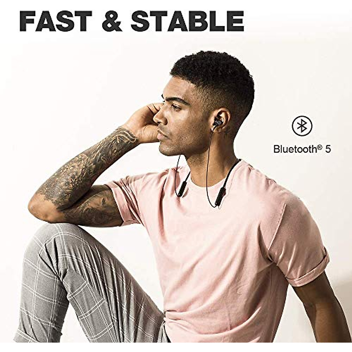 1MORE Piston Fit Wireless Headphones,Bluetooth Neckband Earphone 8H Playtime,IPX4 Sweatproof Earbuds With Mic for Phone Calls,Home Office