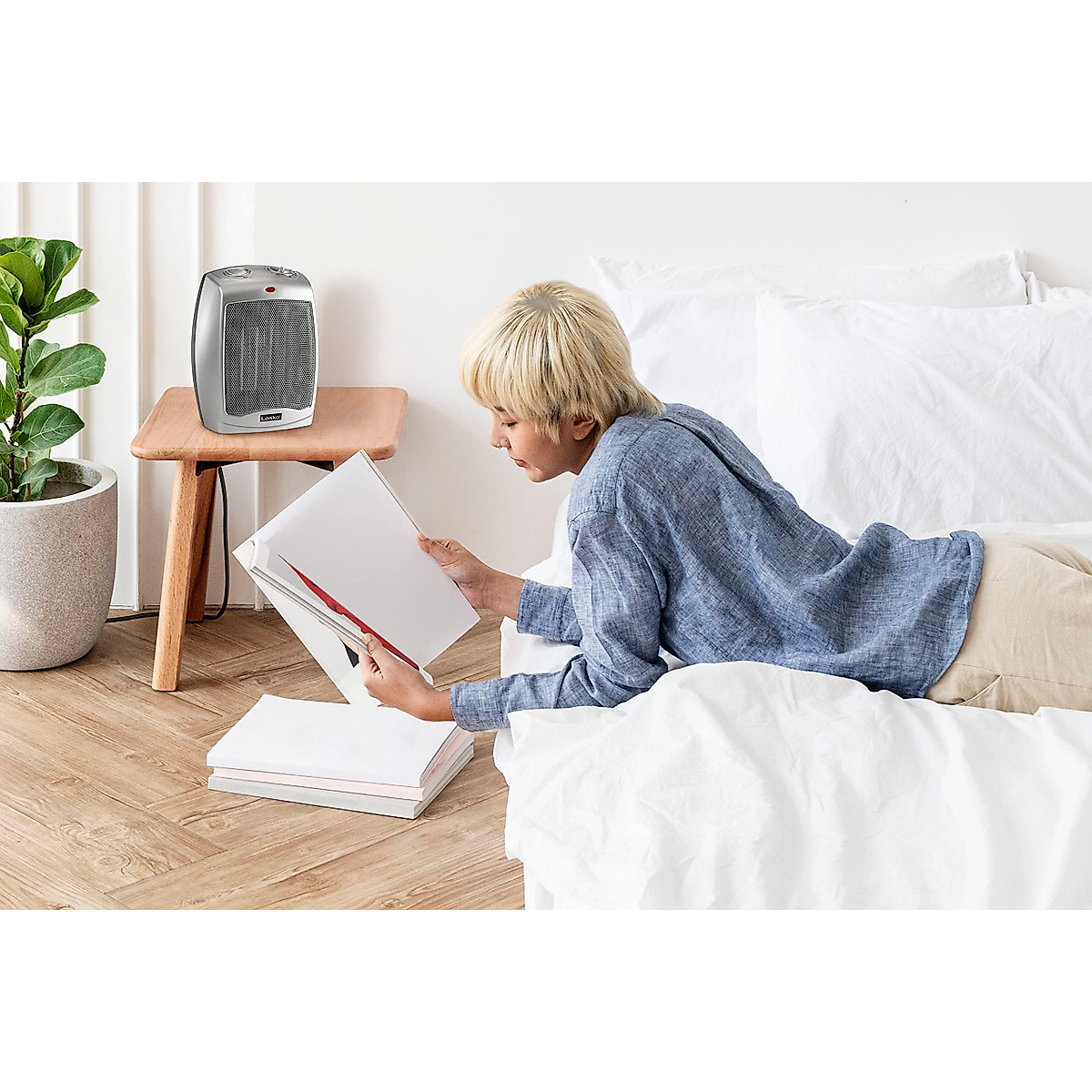 Lasko Ceramic Adjustable Thermostat Space Heaters, Non-Oscillating, 754200 Silver