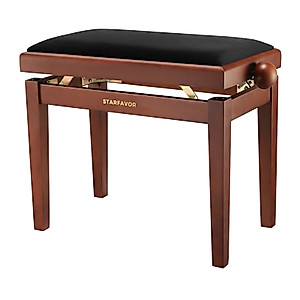 Starfavor Piano Bench Adjustable, Wooden Piano Stool Padded Piano Seat Cushion, Duet Keyboard Bench Digital Piano Chair, SPB-480N