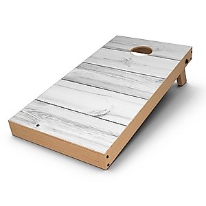 Design Skinz Wood Skin Set for Cornhole (Skin Only) - White & Gray Wood Planks