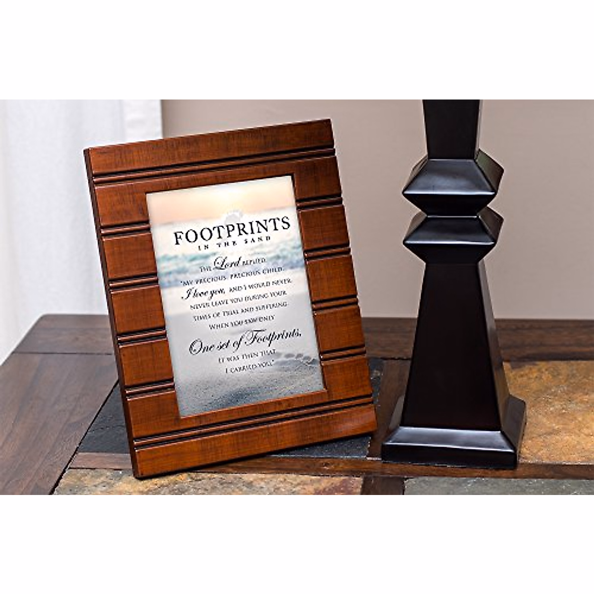 Cottage Garden Footprints in The Sand Wood Finish 8 x 10 Sentimental Framed Art Plaque - Holds 5x7 Photo