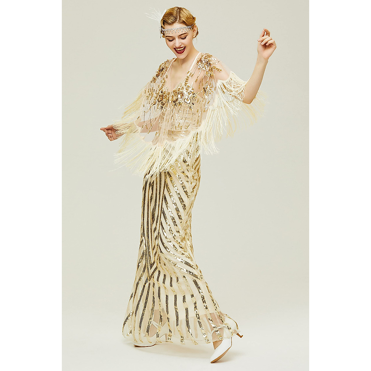 BABEYOND Night Shawl Wrap for Women Evening Cape for Prom Party Sequin Beaded Shawl