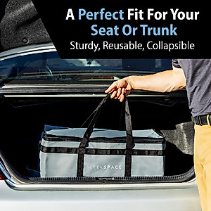 Sleek Space Large Insulated Bag for Hot or Cold Food. Collapsible Cooler Bag, Thermal Bags Food Delivery Bag, Picnic Lunch Bag, Frozen Food Shopping Bag, Large Pizza Bag, Instacart Grocery Tote