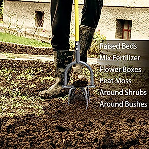 Jardineer Hand Tiller Garden Claw, Garden Twist Tiller Heavy Duty, Manual Soil Tiller for Flower Box and Raised Bed