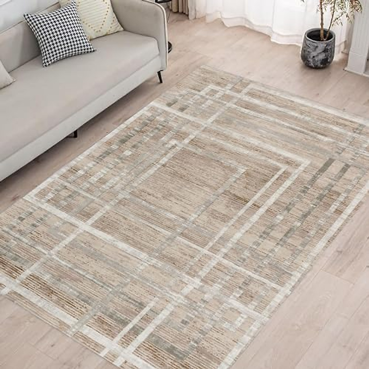Modern Abstract Runner Rug - Imitation Cashmere Rugs with Rubber Backing Non Skid Laundry Room Rug, Kitchen Carpet Runner Indoor Bathroom Floor Runners