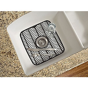 Rubbermaid Sink Protector Mat, Small, Black Waves
