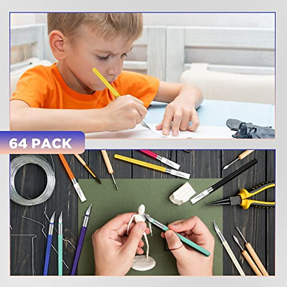 64 Pcs Craft Knife Set Steel Hobby Knife Precision Knife Precision Cutter for DIY Carving Scrapbooking, Art Cutting Carving, Phone Repair Stencil, Multicolor, 5.71 Inch