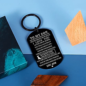 Teen Boys Gift Ideas Son Gifts from Mom Inspirational Keychain for Him Son-in-Law Stepson Birthday Christmas Stocking Stuffers for Teens Valentines Day Gifts for Kids Graduation Gifts Back to School