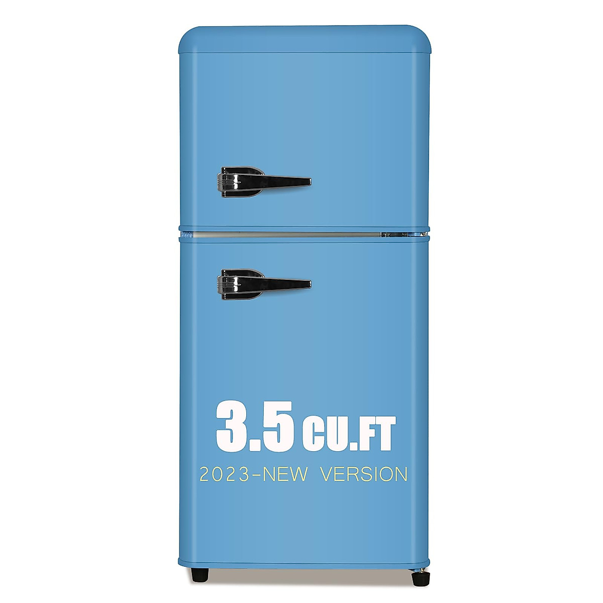 Fridge with Freezer Mini Retro Blue 3.5 Cu.ft Compact Refrigerator Small for Bedroom, Office, Dorm, RV, Apartment with Adjustable Mechanical Thermostat 2-Door Design