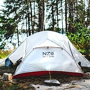 Near Zero 3 Person Ultralight Backpacking Tent, 2 Door, 20D Ripstop Waterproof Sealed Nylon, Freestanding, Rainfly, 3 Season, with Lightweight Aluminum Frame. Easy Setup System