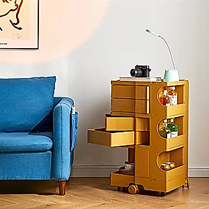 HIGOH Bedside Table Rotary Mobile Bedside Table Bedroom Bedside Table Living Room Sofa Side Table Locker Storage Rack Furniture Accessories (Color : Orange)