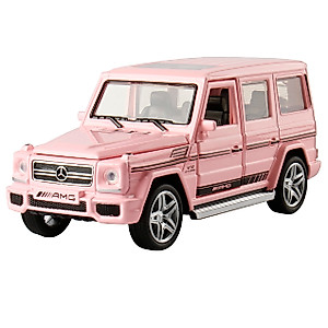 iLooboo Alloy Collectible Pink Benz G65 AMG Toy Vehicle Pull Back Die-Cast Car Model with Lights and Sound