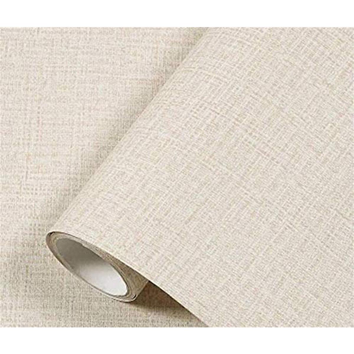 Yancorp 32.8ft Cream Textured Fabric Wallpaper Faux Grasscloth Beige Peel and Stick Wallpaper Self-Adhesive Wallpaper Linen Removable Wallpaper Cabinets Counter Top Liners, 15.7" X 394"