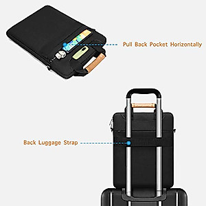 MOSISO Vertical Laptop Shoulder Bag Compatible with MacBook Air/Pro,13-13.3 inch Notebook,Compatible with MacBook Pro 14 inch 2023-2021 A2779 M2 A2442 M1 with Zipper Pockets & Belt, Black