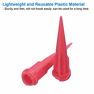 PATIKIL 25Ga Tapered Tip Dispensing Needle, 50Pcs Plastic Needle Tube Blunt Tips with Luer Lock for Glue Oil Applicator, Red