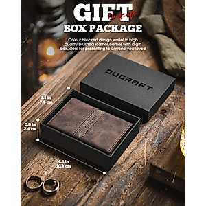 DUGRAFT Card Holder Wallet with ID Window, Leather Mens RFID Blocking Minimalist Pop-Up Wallet Aluminum Metal Credit Card Case with Banknote Compartment