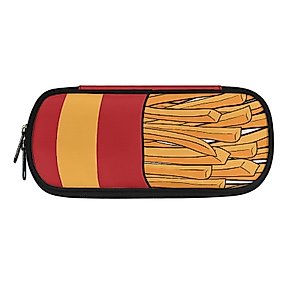 Suobstales French Fries Print Pencil Case for Kids Girds, Pen Case Stationery Box for School Office College Desk Supplies Organization