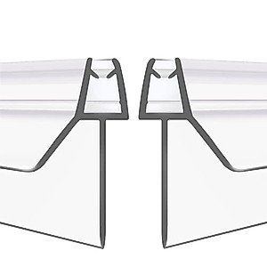 GEZMR 2-Pack Frameless Shower Door Bottom Seal (1/4'' X 39'') Clear Glass Seal Strip Shower Door Sweep can Covers up to 23mm Gap - Stop Shower Leaks