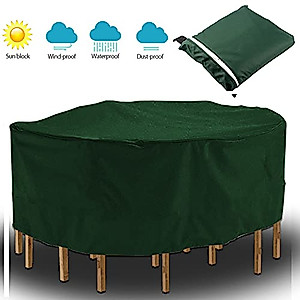 Outdoor Furniture Covers Waterproof Table 83x35in, Patio Furniture Cover Round Table, Outdoor Furniture Covers for Winter, All Weather, Windproof, Green,Black