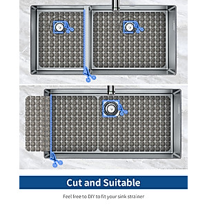 Bligli Sink Mat for Stainless Steel/Ceramic Sinks, 2 Pack 15.7x11.8 inches PVC Sink Protectors for Bottom of Kitchen Sink, Dishes and Glassware drain Mats, Durable and Fast Draining (Clear Grey)