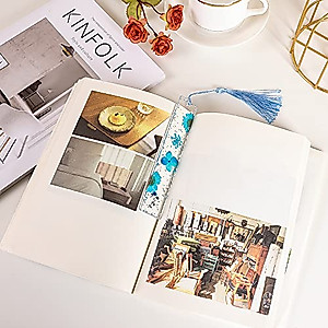 RMSK Book Page Holder for Reading - 2 Pcs Dried Flower Resin Thumb Book Page Holder and 2 Pcs Bookmark with Tassel - Useful Book Accessories for Reading Lovers, Teachers, and Students