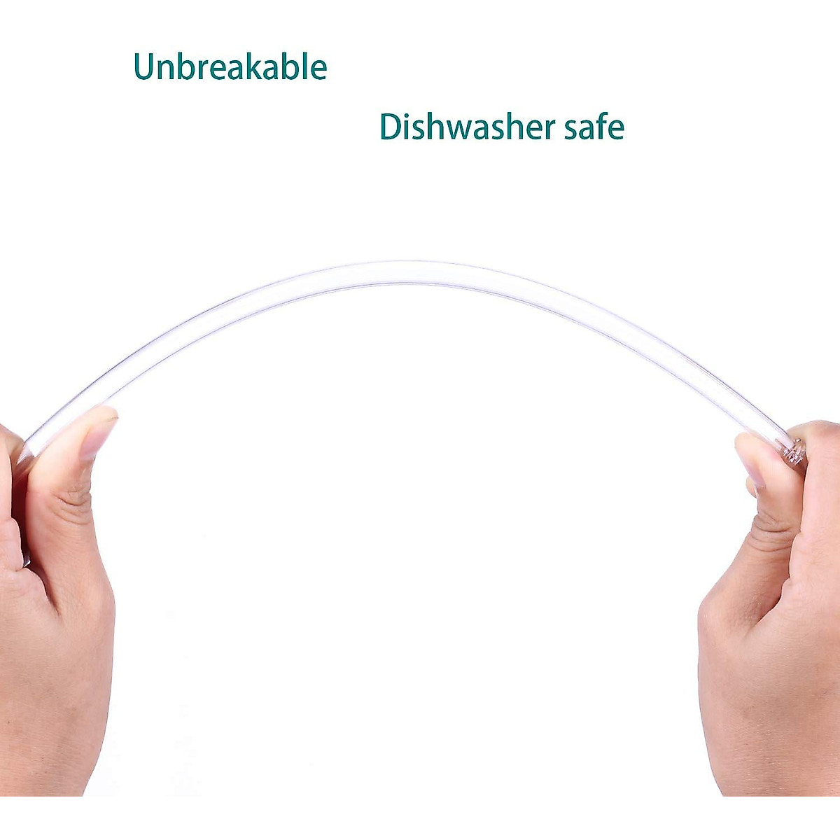 DAKOUFISH 11" Long Clear Reusable Tritan Plastic Replacement Drinking Straws for 24 oz & 32 oz Mason Jar,Tumblers, Set of 6 with Cleaning Brush