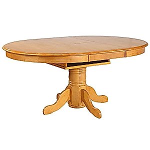 Sunset Trading Pedestal Butterfly Leaf Table, 66", Light Oak Finish