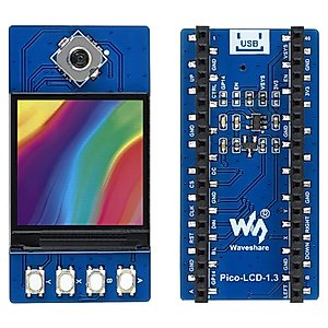 Waveshare 1.3inch RGB LCD Display Module for Raspberry Pi Pico, 240×240 Resolution IPS Screen 65K RGB Color SPI Interface ST7735S Driver