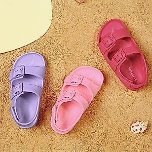 INMINPIN Toddler Boys Girls Buckle Sandals Comfort Open Toe Sandal with Adjustable Back Strap, Pink, 5 Toddler