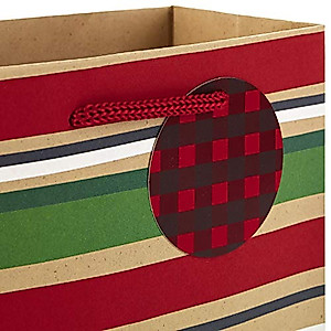 Hallmark Christmas Gift Bag Assortment, Traditional (Pack of 8; 3 Small 6", 3 Medium 9", 2 Large 13") Snowmen, Red Plaid, Kraft Stripes, "Joy" Wreath