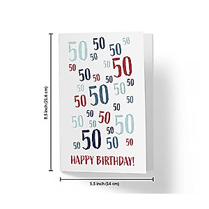 50th Birthday Card - Just A Number 50th Anniversary Card For Brother, Sister, Dad, Mom, Boyfriend, Grilfriend - 50 Years Old Birthday Card - Happy 50th Birthday Card - With Envelope